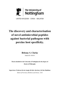 The discovery and characterisation of novel antimicrobial peptides against bacterial pathogens ...